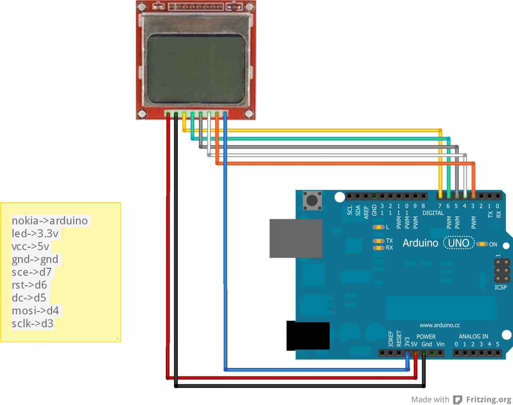 Arduino : use a nokia 5110 lcd screen – Erwan's Blog